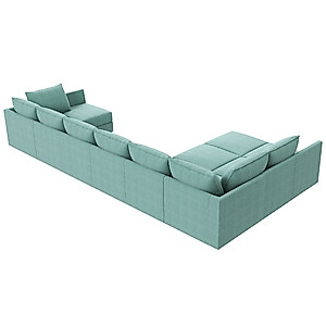 HONBAY Convertible U Shaped Modular Sofa Sectional Modular Couch with Chaise Oversized Sofa Sleeper Couch for Large Living Room,Aqua Blue