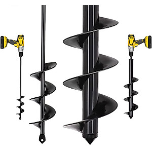 SYITCUN Auger Drill Bit for Planting - 1.6"x16.5" + 3.5"x16" Heavy-Duty Spiral Drill Bits for Planting Bulbs - Auger Post Hole Digger and Soil Auger for Beach - Compatible with 3/8" Hex Drive Drill