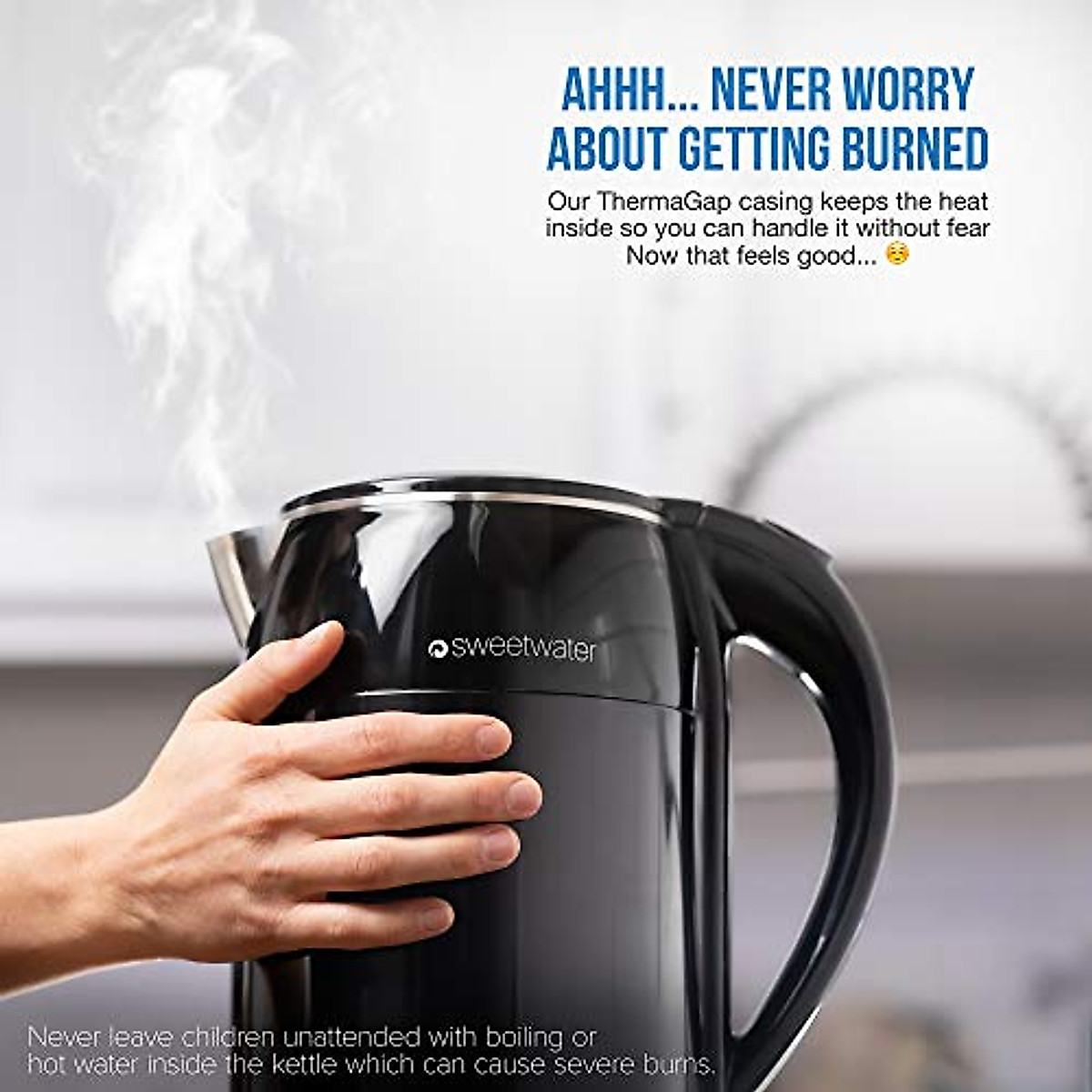 Electric Tea Kettle - 1.8L Hot Water Kettle Electric Water Boiler, Plastic-Free 100% Stainless Steel Chamber With Automatic Shut Off Base, Cordless Tea Kettle Electric Water Kettle - Sweetwater