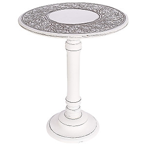 Round Side Table, Small Table, Side Table, Round End Table, End Table, Altar Table, Wood Accent Table, Coffee Table- Living Room End Table for Books and Plants- 18x22 Antique White