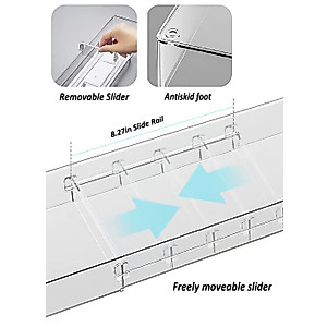 AOBOC Clear Plastic Kitchen Drawer Organizer with Two Adjustable Compartments,Flatware Organizer for Silverware,Cutlery or Kitchen Gadgets (3.9W×16.2L)