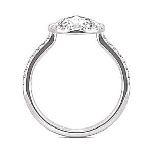 Charles & Colvard 14K White Gold Moissanite 7mm Duet Rose Halo Ring-size 5.5 1.56cttw DEW