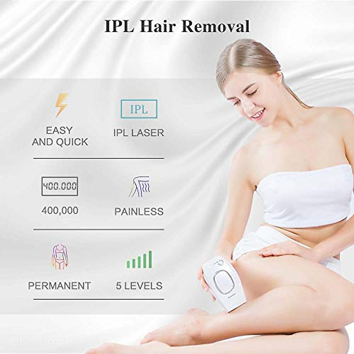 [FDA Cleared] IPL Hair Removal Aimanfun At-Home Laser Hair Removal for Women & Men Painless Permanent Hair Remover Device for Body Face Corded,White,2 Years Warranty