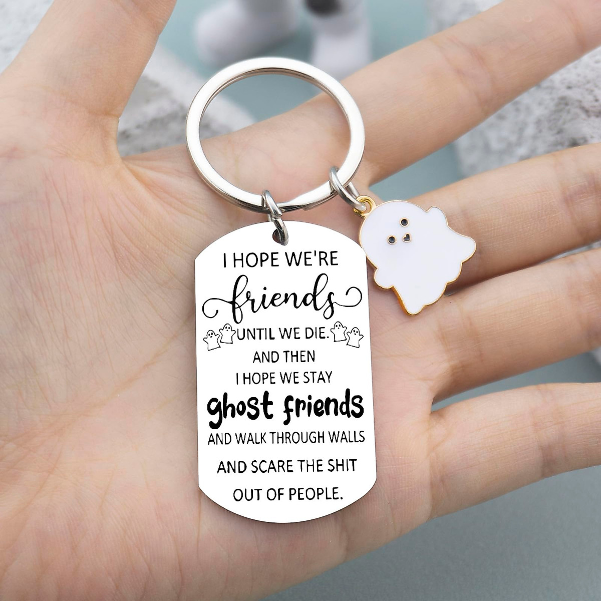 AOBIURV Halloween Gifts Best Friend Keychain Gifts For Women Friends Birthday Gifts Cute Keychain Gift For Friend Bestie Gift BFF Gifts Friendship Gifts For Women Ghost Keychain Keyring