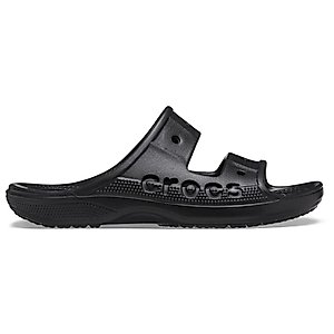 Crocs Unisex Men's and Women's Baya Two-Strap Slide Sandals, Black, Numeric_12 US
