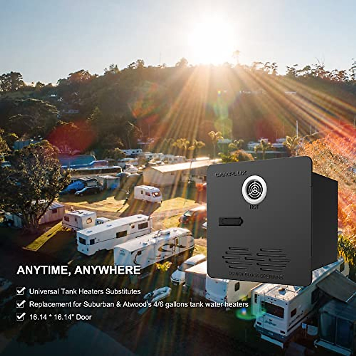 RV Tankless Water Heater, Camplux RV Hot Water Heaters with Door, Max 3.9 GPM, Remote Control Included (Black)