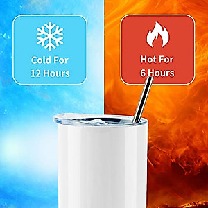 Sublimation Tumblers bulk 30 oz Skinny, 10 Pack Stainless Steel Double Wall Insulated Straight Sublimation Tumbler Cups Blank White with Lid, Straw, Individually Box,Polymer Coating for Heat Transfer