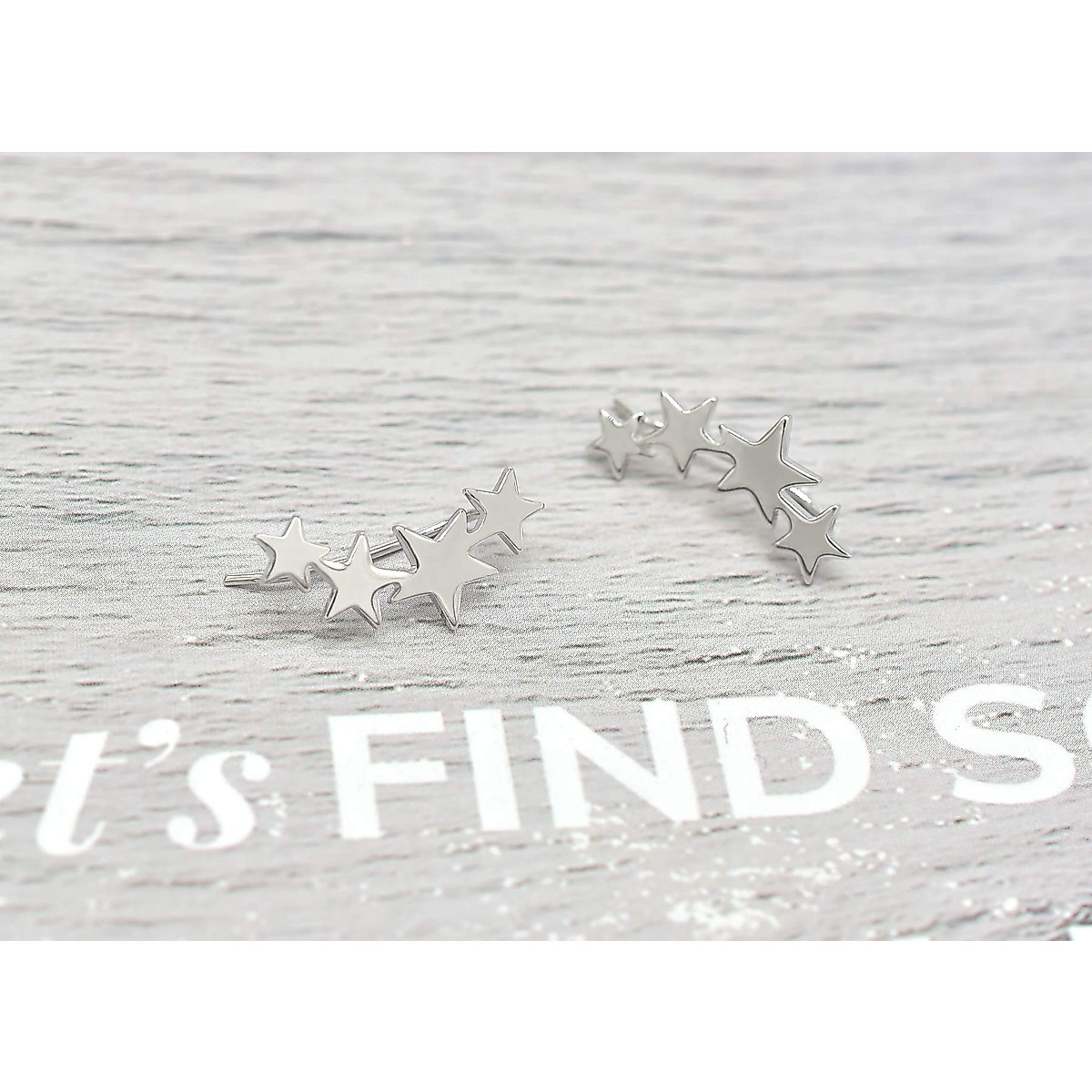 Sterling Silver Star Ear Climber - Hypoallergenic Ear Cuffs Stars Ear Crawler for Women Girls