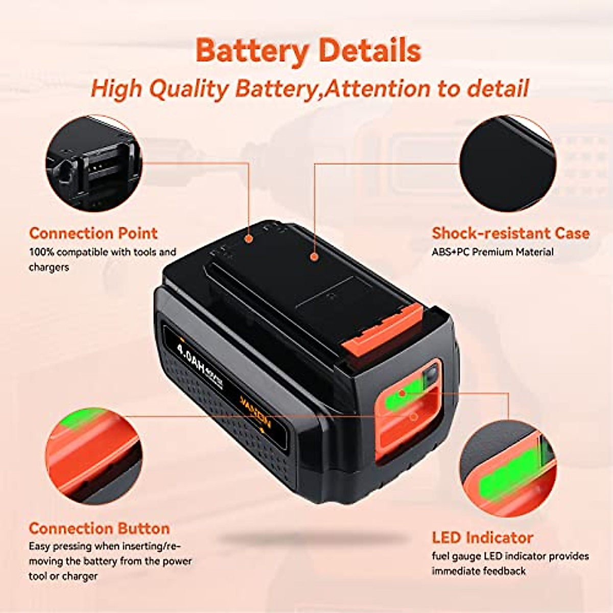 VANON Replacement for Black and Decker 40V Lithium Max Battery 4.0Ah LBXR36 LBX2040 LBXR2036 LST540 LCS1240 LBX1540 LST136W,2-Pack