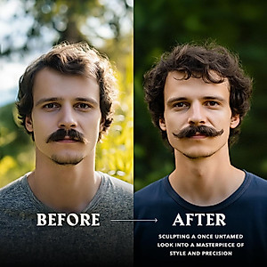 Striking Viking Mustache Wax & Comb Kit - Beard Care for Men with Strong Hold Beeswax- Helps Tame, Style & Groom - Vanilla Scent, 2 Ounce Size - Mens Mustache Grooming Wax