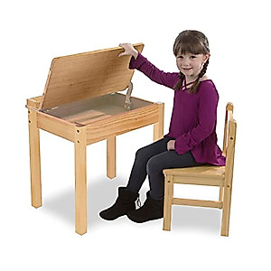Melissa & Doug Wooden Lift-Top Desk & Chair - Honey