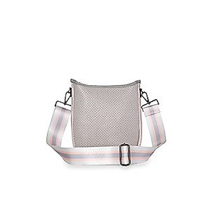 Haute Shore - Jeri Shell Crossbody Tote,Greige Coated W/White,Greige,& Peach Stripe