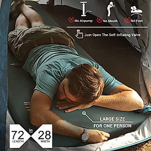 INVOKER Camping Sleeping Pad – 3.1 inch UltraThick Elasticity Foam Fast Self-Inflating Insulated Durable Camping Mat with Pillow for Tent Backpacking Traveling and Hiking Air Mattress