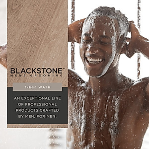 Blackstone 3-in-1 Wash for Men | Cleanse & Condition Hair, Body, & Face | All Skin & Hair Types | Coconut Oil & Vitamin B5 - Sandalwood (32 ounces)