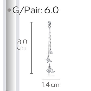 Kruckel Butterfly Long Drop Dangling Earrings |Sparkling Clear Austrian Crystals, Silver Studs, Jewelry for Women,Easy - Wear Fashion Design Accesory Packed with Durable Jewelry Box