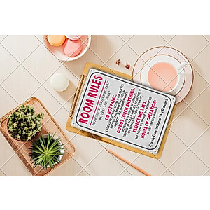 Room Rules Sign For Teen Girls Boy Bedroom/Gaming Room Door Decor Dorm Wall Accessories Cool Things, Funny Metal Tin Signs 12 X 8 In