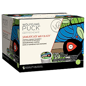 Wolfgang Puck Jamaican Me Crazy, Flavored, Medium Roast Coffee, Keurig K-Cup Brewer Compatible Pods, 120 Count (Pack of 1)