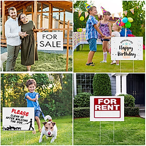 20 Pack Blank Yard Signs with Stakes Bulk Plastic Lawn Signs Double Sized for Outdoor Garage Sale Real Estate Open House Rent Guidepost, Christmas Birthday Party Decorations(White, 16 x 12 Inch)