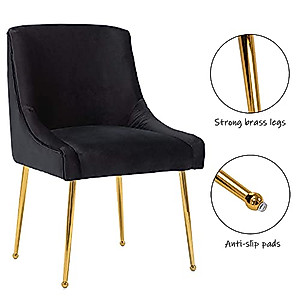 ZHENGHAO Black Dining Chairs Set of 4, Upholstered Dining Room Chairs with Gold Legs Mid Century Modern Velvet Chair Accent Side Chairs for Living Room/Kitchen/Patio/Coffee