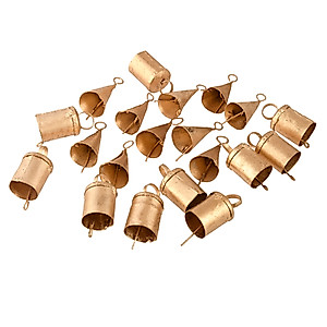 KRATI EXPORTS Barn Bells in Small Sizes- 20 Distinctive Golden Rustic Bells - Full of Beautiful Rough Hewn Variations - Perfect for Home Decor Christmas Jingle Bells