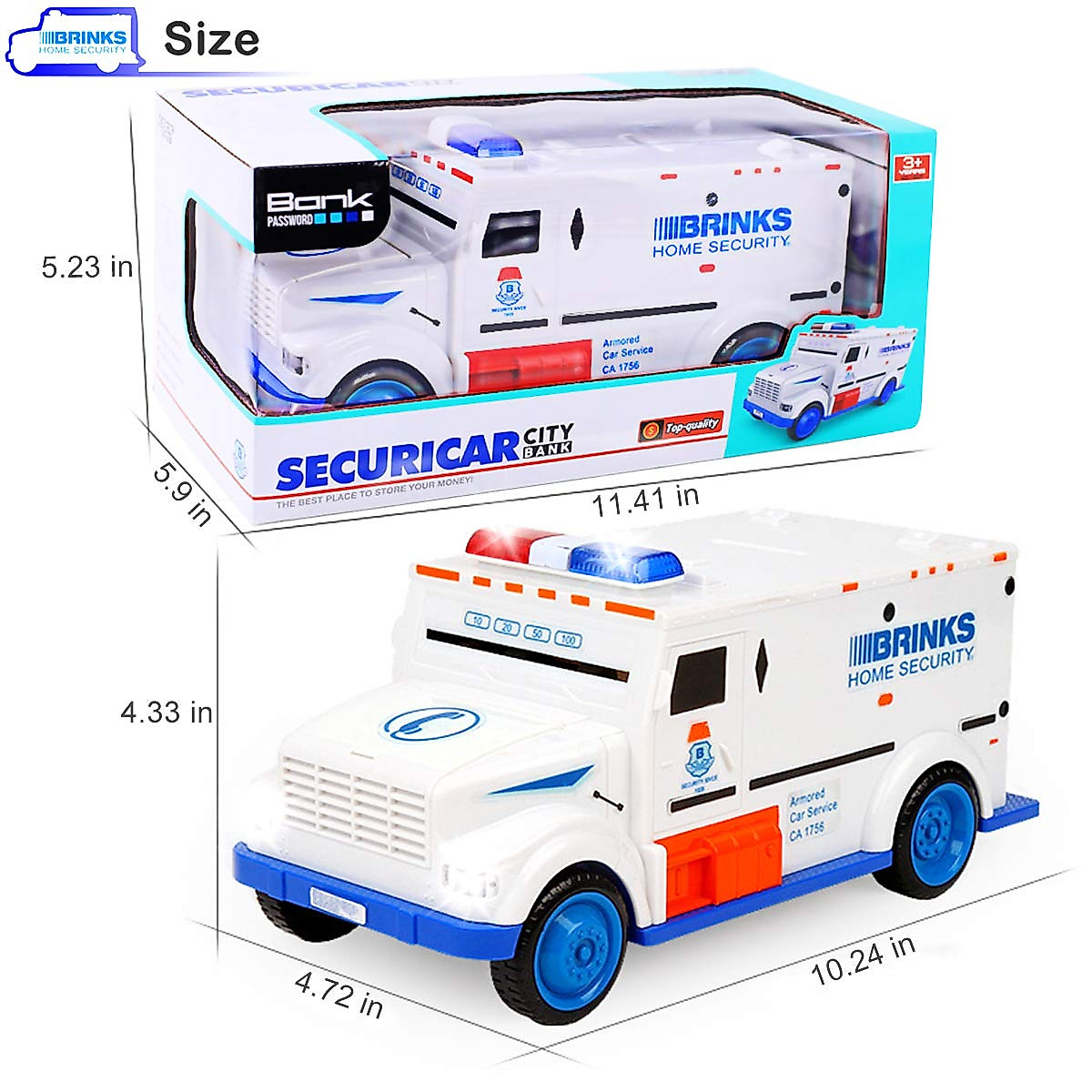 Yoego Kids Money Bank, Electronic Piggy Banks, Great Gift Toy for Kids Children, Cool Armored Car Bank Password Coin Bank, Perfect Toy Gifts for Boys Girls (White)