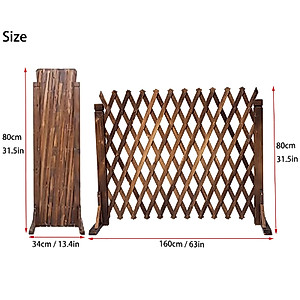 Expandable Wooden Fence, Freestanding Wood Garden Trellis Fencing, Fence Panel Partition Decorative, for Indoor Outdoor Garden Courtyard (Color : Natural, Size : 80x160cm)