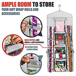 Regal Bazaar Double-Sided Hanging Gift Bag and Gift Wrap Organizer (Light Grey)