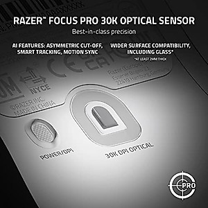 Razer Viper V2 Pro HyperSpeed Wireless Gaming Mouse: 59g Ultra-Lightweight - Optical Switches Gen-3-30K Optical Sensor - On-Mouse DPI Controls - 80hr Battery - USB Type C Cable Included - White