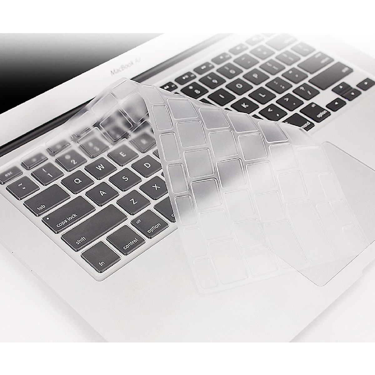 Se7enline compatible with M1 A2337/A2179 MacBook Air 13 inch Keyboard Cover 2018/2019/2020/2021/2022/2023/2024. Silicone Skin Protector for MacBook Air 13-inch Touch ID US Layout, Frost Transparent