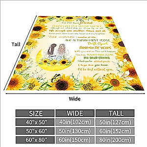 to My Best Friend Blanket,Cozy & Soft Throw Blankets, Best Friend Birthday Gifts for Women,Friendship Gifts for Teen Girls,Besties, Sister, Birthday Gift Throw Blanket 40X50in