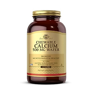 Solgar Chewable Calcium 500 mg - 120 Wafers - Promotes Musculoskeletal Health - Non-GMO, Vegan, Gluten, Wheat & Dairy Free, Kosher - 60 Servings