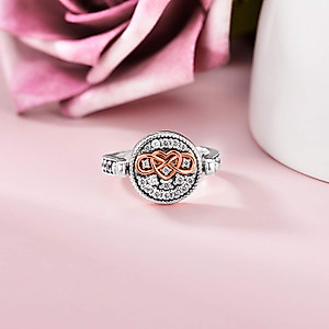 LONAGO Personalized Photo Ring 925 Sterling Silver Heart & Infinity Custom Image Picture Band Ring for Women Mom (6)