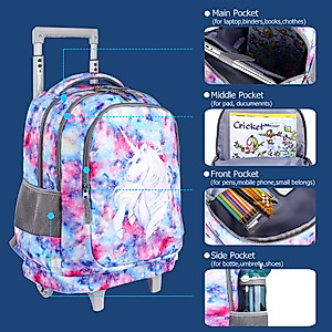 seastig Rolling Backpack for Kids Wheeled Backpack 18in Double Handle Backpack with Wheels