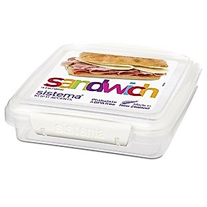 Sistema KLIP IT Accents Collection Sandwich Box Food Storage Container, 15.2 oz./0.5 L, Color Received May Vary