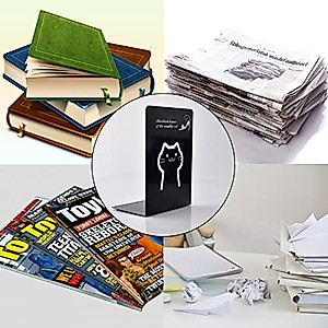 KelBay Office Heavy Duty Bookends Decorative, Cat Design Metal Sturdy Book Ends Stopper with Anti Slip Rubber Base Hold Support Black k-02 bookend