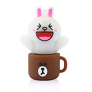 Novelty Happy Rabbit Bear Cup Shape Design 16GB USB 2.0 Flash Drive Cute Memory Stick Stitch Thumb Drive Data Storage Pendrive Cartoon Jump Drive Gift