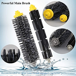 Garbage fighter Replacement Parts for iRobot Roomba 600 Series 690 980 670 660 651 650 630 614 595 585 564 552, 2 Pairs Bristle and Flexible Beater Brush, Vacuum Cleaner Kit