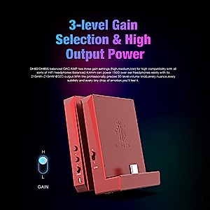 HIDIZS DH80S Portable Balanced DAC & AMP, Supports MQA Audio Technology, DSD64/128 Portable Audio Decoding Amplifier, 4.4mm/3.5mm Port Output for Windows 10/Mac OS/iPad OS/Android/iOS System (Black)