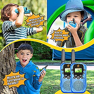 Walkie Talkies for Kids 2 Pack: Long Range Kids Blue Walkie Talkies for Boys 4-12 Easter Birthday Gifts Toys for 3 4 5 6 7 8 9 Year Old Boys Kids Camping Outdoor Toys for Kids