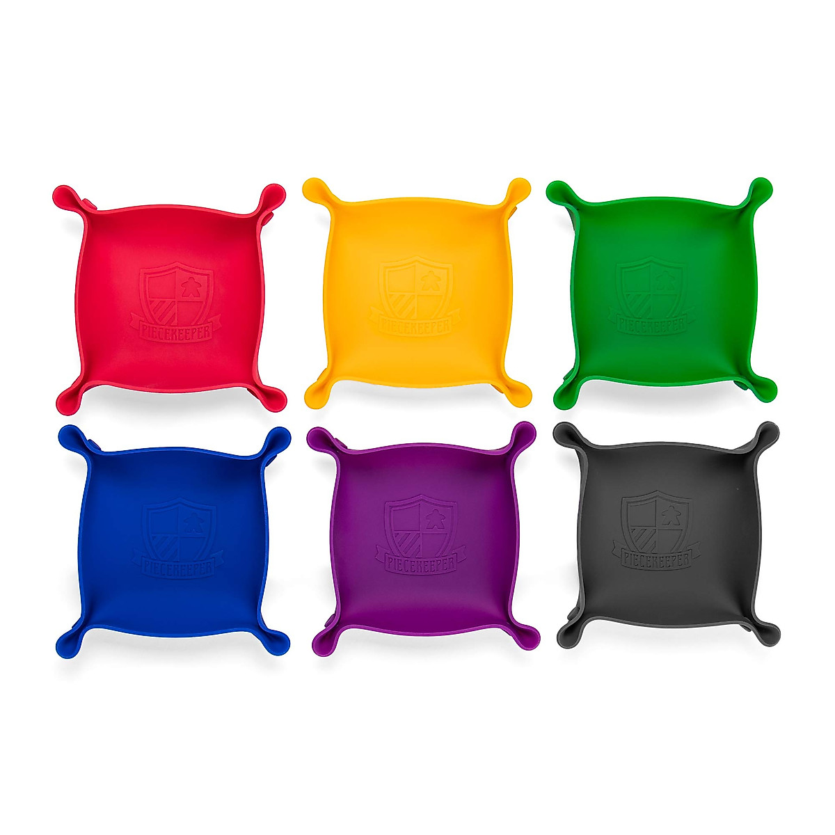 Piecekeeper Board Game Storage Bowls, 6-Pack | Portable Folding Tray Accessory Holds Tabletop Bits, Chits, Components, Pieces, Dice | Six Color Set | Classic & Modern Gaming, RPG Roleplaying