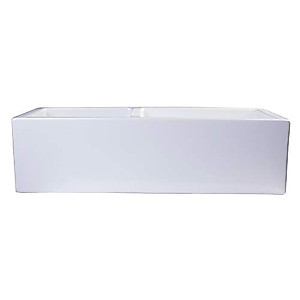 ALFI brand AB3618DB-W Smooth Thick Wall Fireclay Double Bowl Farm Sink, 36", White