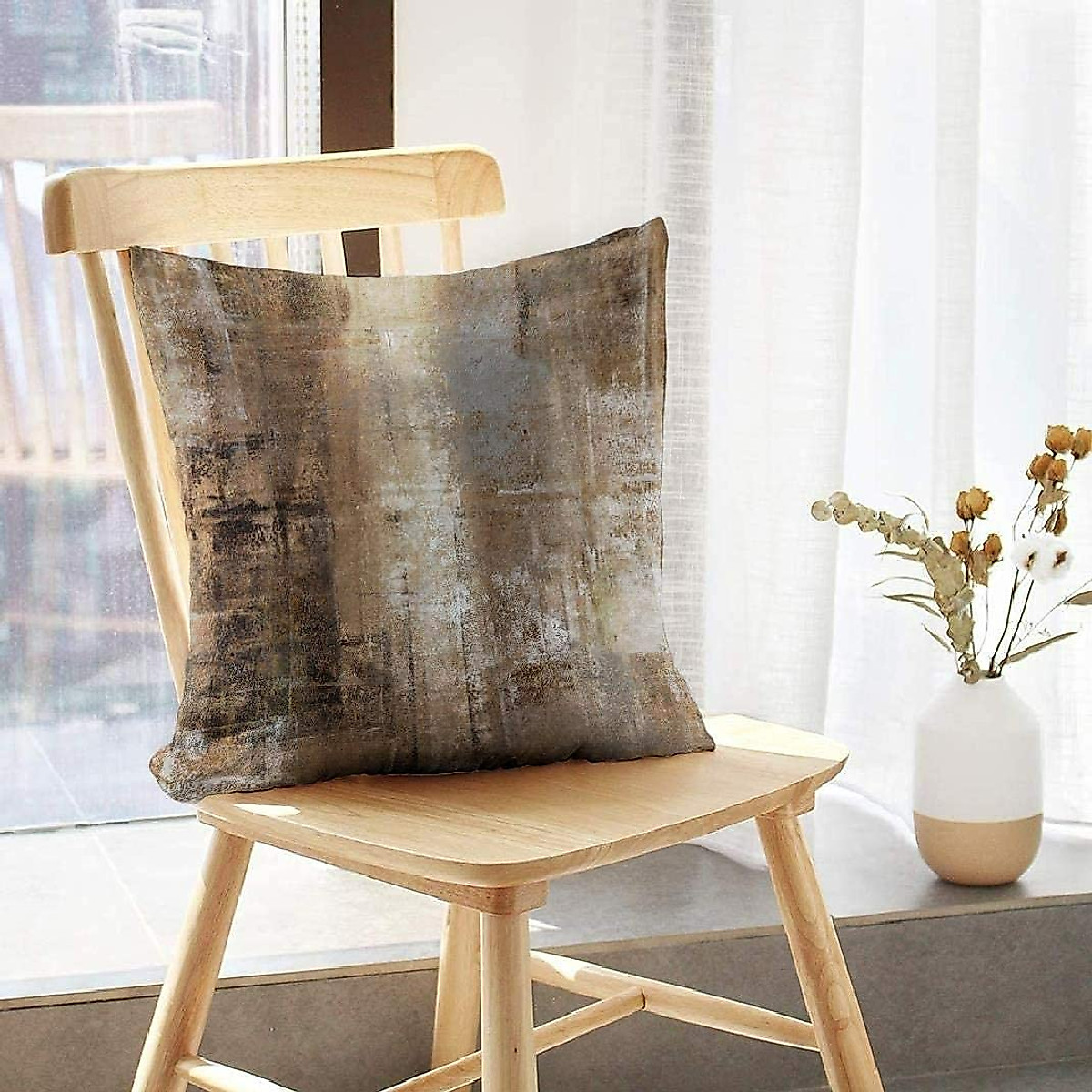 Alricc Taupe Throw Pillow Cover Pack of 2, Abstract Art Gallery Modern Decorative Cushion Cover for Bedroom Sofa Living Room(16 x 16 Inch,Taupe)