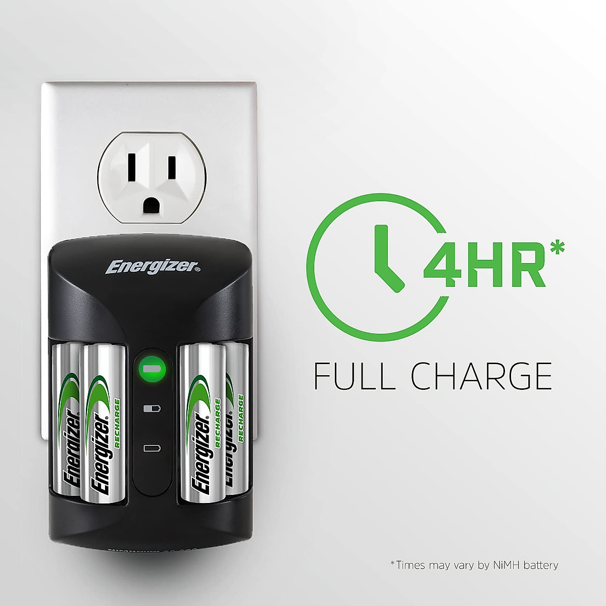 Energizer Rechargeable AA and AAA Battery Charger (Recharge Pro) with 4 AA NiMH Rechargeable Batteries, Auto-Safety Feature, Over-Charge Protection