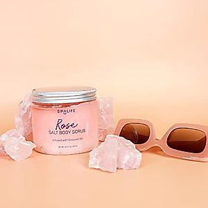 SpaLife Rose Salt Body Scrub Infused with Coconut Oil