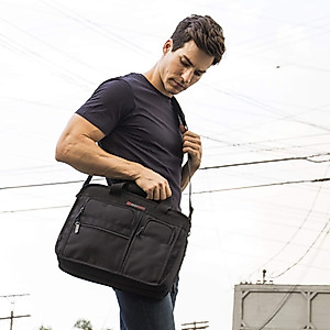 Alpine Swiss Conrad Messenger Bag 15.6 Inch Laptop Briefcase with Tablet Sleeve Black