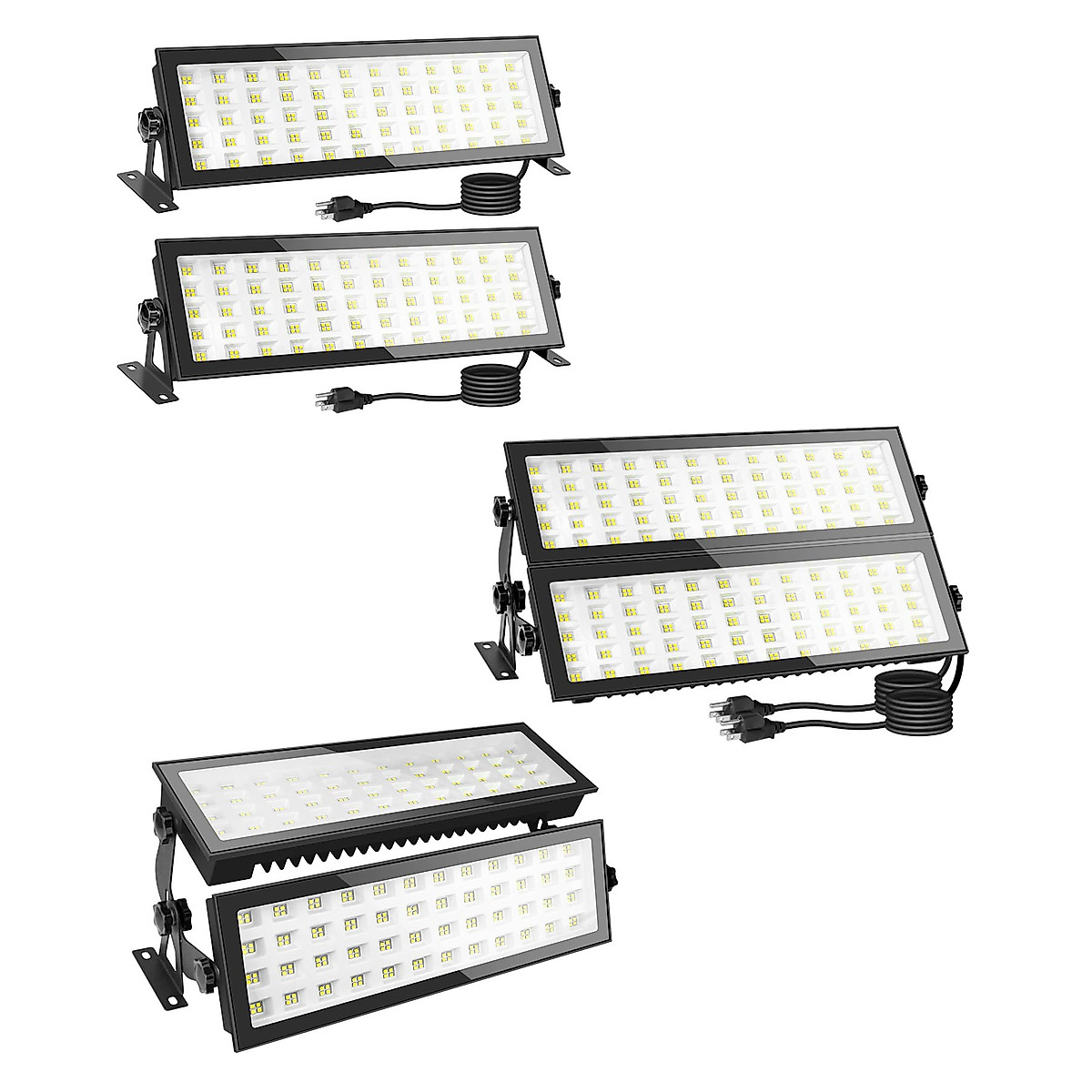 2 Pack 120W LED Shop Lights, 1000W Equiv 16000lm Super Bright LED Garage Light, IP66 Waterproof Outdoor Flood Light with Plug, 5000K Daylight White LED High Bay Light for Workshop Yard Garage Factory