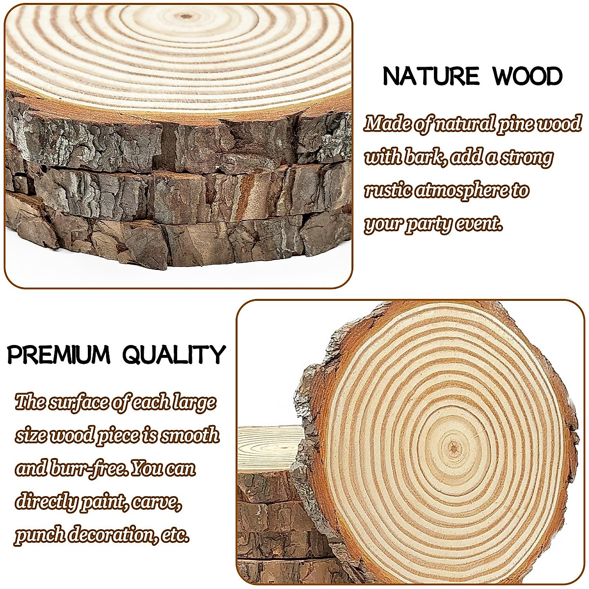 DSYIL 6 Pack Unfinished Wood Slices Large, 6.3-7 Inch Round Wood Circles with Tree Bark,Christmas Ornaments Wood Pieces for Crafts Rustic Wedding Centerpieces Decoration