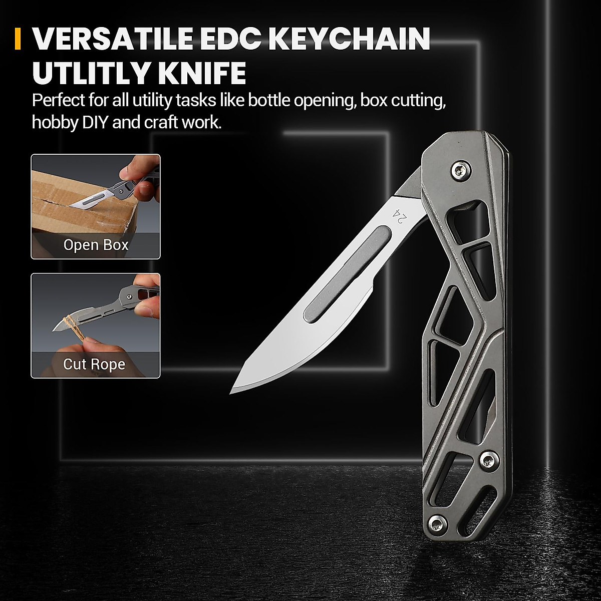 edcfans Small Pocket Knife for Men, Folding Scalpel Knife, EDC Utility Knife, Slim Razor Knife With 10 pcs # 24 Replaceable Edge Blades, Tactical Knives for Outdoor Camping Skinning Hunting