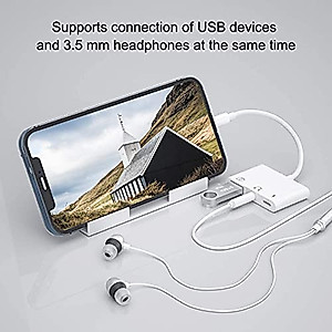 USB 3 Camera Adapter,3 in 1 USB Female OTG Adapter with Charging and 3.5mm Headphone Audio Jack Splitter for iPhone/iPad,Support USB Flash Drive,MIDI Keyboard