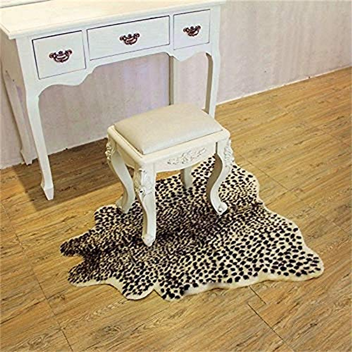 Leopard Print Rug,Faux Cowhide,Artificial Carpet,Simulation Cowhide, Leopard, Tiger, Zebra, Cow Hide Mat Rug Animal Print Rug Hide Faux Carpet (A) / 40x37inch,3.3x3.1ft